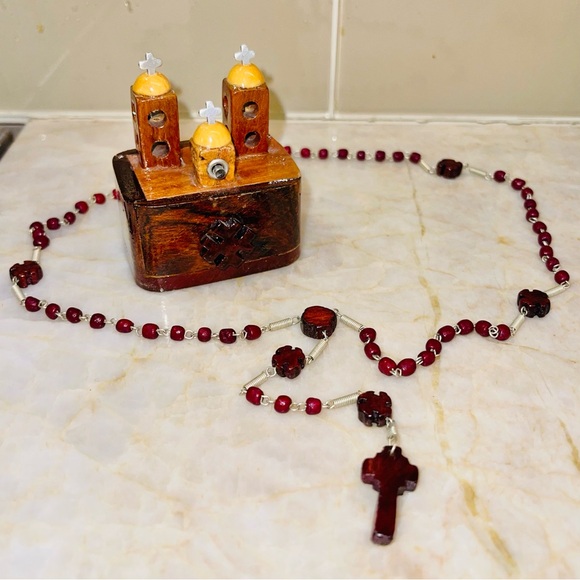 Other | Wooden Rosary Box W Wooden Bead Rosary | Poshmark